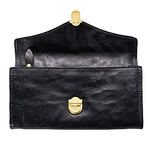 Ancicraft Womens Wallet Leather Purse Fashion For Women Phone Cards with Vintage Clasp Coin Pocket (Black)