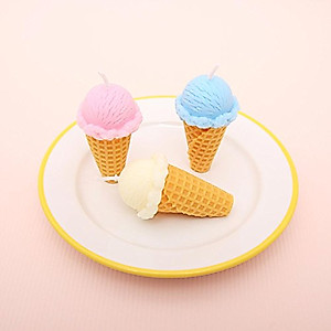 Birthday Candles Lollipops Smokeless Cake Topper Candle for Party Supplies and Wedding Favor (Ice Cream)