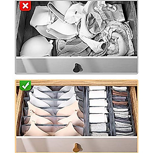 Underwear Organizer Drawer Divider 3 Set, Closet Socks Bra Organizer 6&7&11 Cell Collapsible Cabinet Storage Boxes for Lingerie, Panties , Lingerie, Stockings, Scarves, Ties