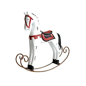 Carved Rocking Horse Mini Model Toy Wood Rocking Horse Figurine Rocking Horse Statue Rocking Horse Ornament Rocking Horse Decoration Desk Topper White Balance Bamboo Rocking Chair