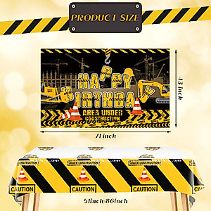 CUTEUP Construction Birthday Party Supplier - 259PCS Dump Truck Party Decorations Kits Set with Balloons, Tablecloth, Backdrop, Cake Toppers, Construction Theme Tableware Set for Kids - 16 Guest