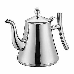 50oz/ 1500ml Stainless Steel Teapot, JYJFGSFA Metal Tea Kettle with Removable Infuser, Oil Can with Filter Coffee Server Table Serving Pot for Home, Restaurant, Outdoor, Dishwasher Safe(Silver)