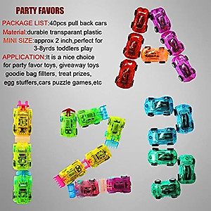 Himeeu 40 Pcs Pull Back Vehicles Mini Car Toys Friction Powered Racing Cars Mini Constructions Trucks for Preschool Toddlers Boys & Girls,Bulk Party Favors Toys