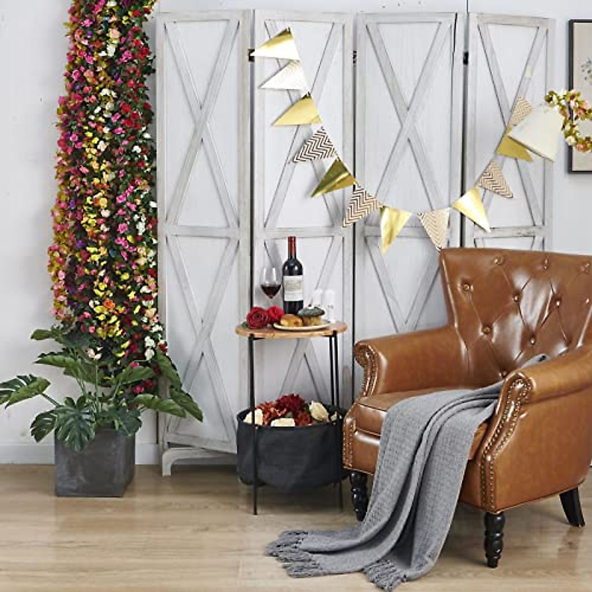 PONKING 8 Pcs 66FT Flower Garland, Artificial Rose Vine Flowers with Green Leaves Hanging for Room, Anniversary Wedding Birthday Christmas Wall Arch Decor, Spring Pink Flower