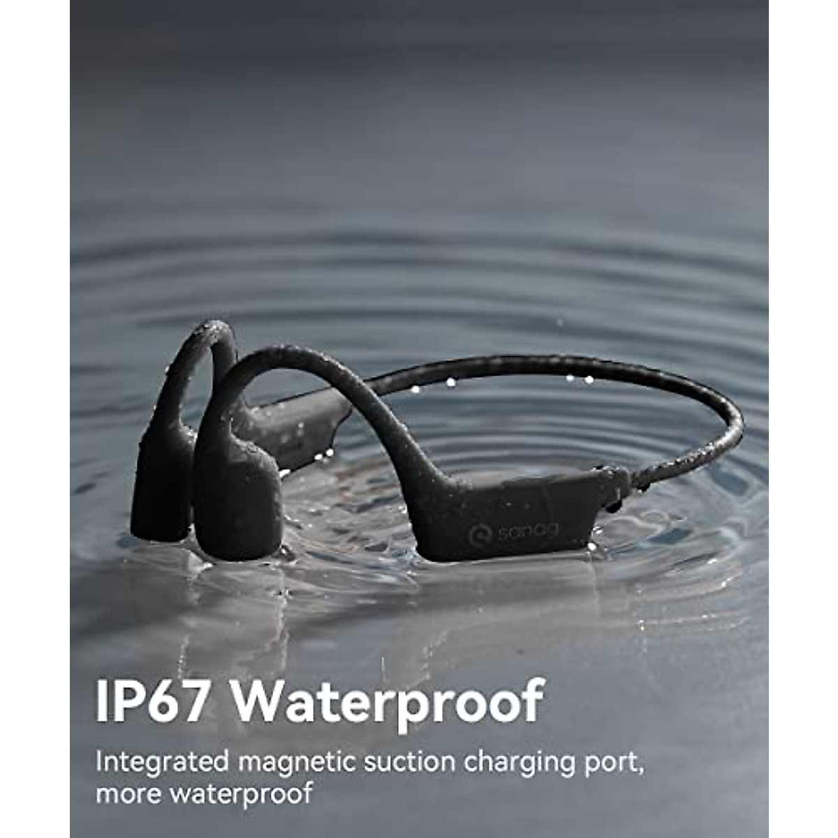 Bone Conduction Headphones Wireless Open Ear Headphones Bluetooth Earbuds with IP67 Waterproof Workout Headphones Built-in Mic Sport Air Conduction Headphones for Running Cycling (Black)