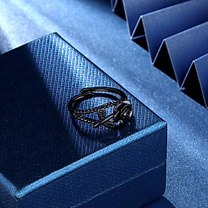 beautlace Rose Adjustable Rings Black Gun Plated Flower Open Ring Elegant Jewelry Gifts for Women KR0013K