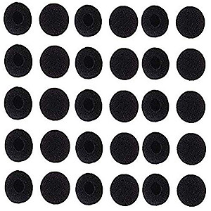 Lsgoodcare 50Pcs Soft Foam Earbud Headphone Ear Pads Replacement Sponge Covers Tips Foam Cushions Pad Protector Earplugs for Earphone Headset Earpiece MP3 MP4 Moblie Phone, Diameter 18MM, Black Color