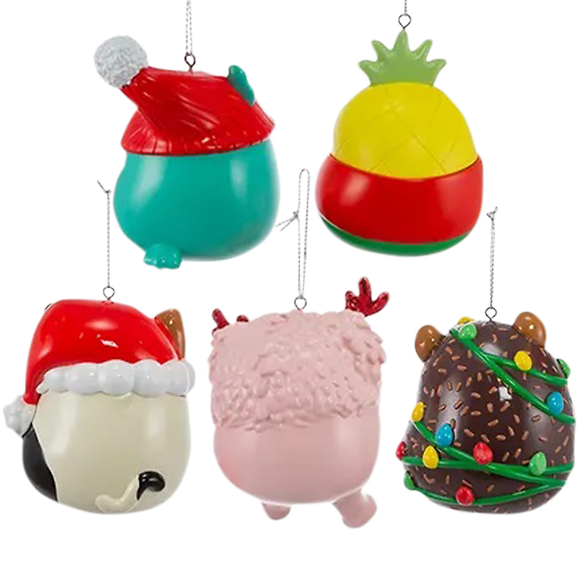 Kurt Adler Squishmallows Christmas Ornament 5-Pack Set - Five Squishmallow Holiday Tree Ornaments - Officially Licensed - Gift for Kids