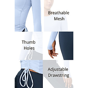 Almaree Workout Tops for Women Long Sleeve Womens Workout Tops Athletic Shirts Women S Light Blue