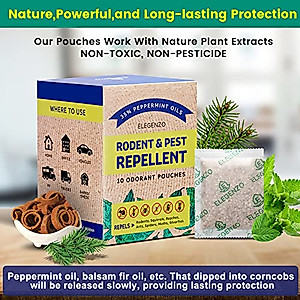 ELEGENZO Mouse Repellent Pouches with Peppermint Oil - Repels Mice, Rats, Squirrels, Roaches, Ants, Spiders, Moths 1 Count (Pack of 5)