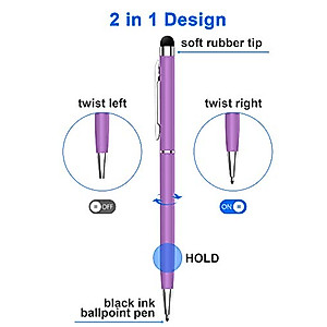 12 Pack Stylus Pens for Touch Screens innhom Stylus Pen for ipad Compatible with iPad iPhone Tablets Samsung Kindle and Black Ink Ballpoint Pens-2 in 1 Stylists Pens