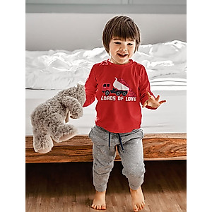 Valentines Day Dump Truck Loads of Love Toddler Kids Long Sleeve T-Shirt 2T Red