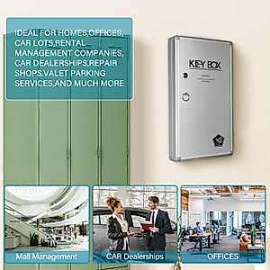 ZORVIDSON Key Lock Box Wall-Mounted,Key Cabinets 24 Key Hooks 8.45 * 2.55 * 13Inch Security Key Storage Box Locking Key Cabinet