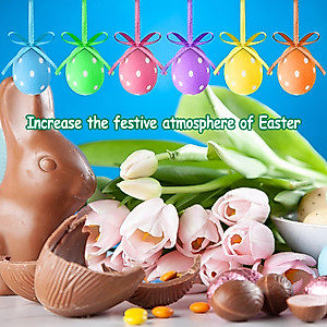 30PCS Large Easter Hanging Eggs-2 Inch Foam Easter Egg with Rabbit-Painted Hanging Ornaments for Easter Party Spring Home Garden Decoration (Gray Bunny-Large)