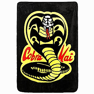 Bioworld Cobra Kai TV Series Snake Symbol Digital Print Black Throw Blanket
