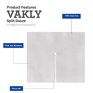 Split Drain Sponge Gauze 4x4 Sterile 6 Ply Pads [Pack of 50] Absorbent Precut 4"X4" Non-Woven Slit Bandage for I.V. Tracheostomy - 25 Packs of 2 Pre Cut Bandages + 1 Roll of Medical Tape