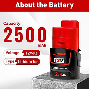 VINIDA 4packs 12V 2.5AH Replacement for Milwaukee M-12 Battery Compatible with Milwaukee 48-11-2411 48-11-2420 48-11-2401 48-11-2402 Tools