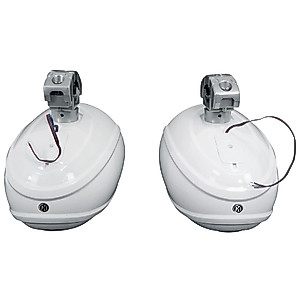 Memphis Audio 4 MXA82TW 8" Marine Wakeboard Tower Speakers/LED+Swivel White Bundle with Rockville RGHR-ZA Receiver, Krypton MF3 Amplifier, RMWK4 Amp Install Wire Kit & MRCA25 RCA Cable (8 Items)