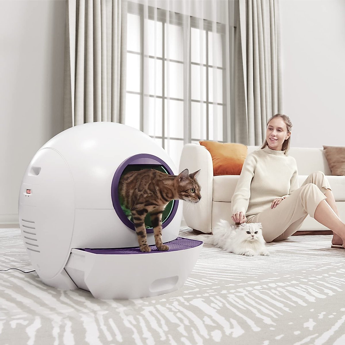 ELS PET Self Cleaning Cat Litter Box, No Scooping Automatic Litter Box with APP Control, Smart Monitor/Safety Protection/Odorless, Extra Large for Multiple Cats
