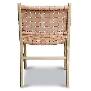 POLY & BARK Banda Teak & Leather Dining Chair, Russet Natural