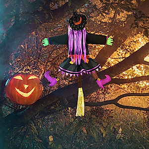 BABYLIAN 54.3" Large Crashing Witch Into Tree,Halloween Haunted Yard or House Prop Decoration, Halloween Party Supplies for Indoor Outdoor Patio Lawn Garden Decor