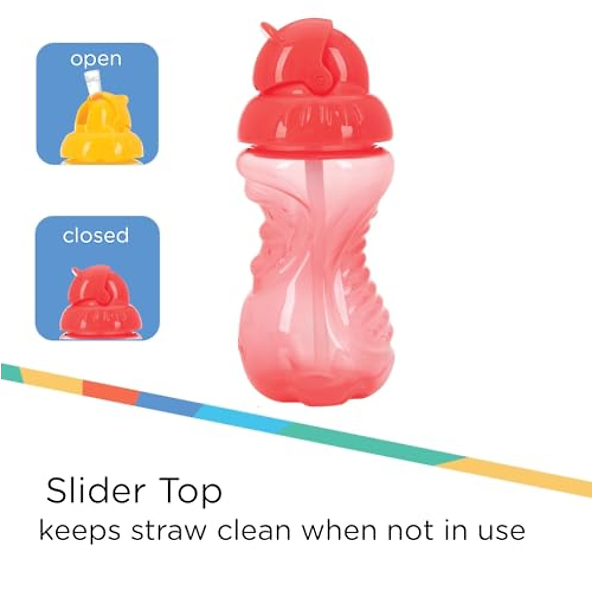 NUBY 3 Pack No Spill Flip it Soft Straw Toddler Sippy Cups - Toddler Cups Spill Proof with Easy and Firm Grip - BPA Free Toddlers Cups - Aqua, Coral, Yellow