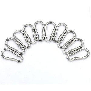 DGOL 10pcs 304 Stainless Steel Carabiner Snap Spring Hook Outdoor D Ring Chain Quick Link Lock Fastner Size 2"*1" Loading 195 lbs