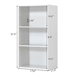 Giantex 2 Pieces 3 Shelf Bookcase Book Shelves Open Storage Cabinet Multi-Functional Home Office Bedroom Furniture Display Bookcases, White
