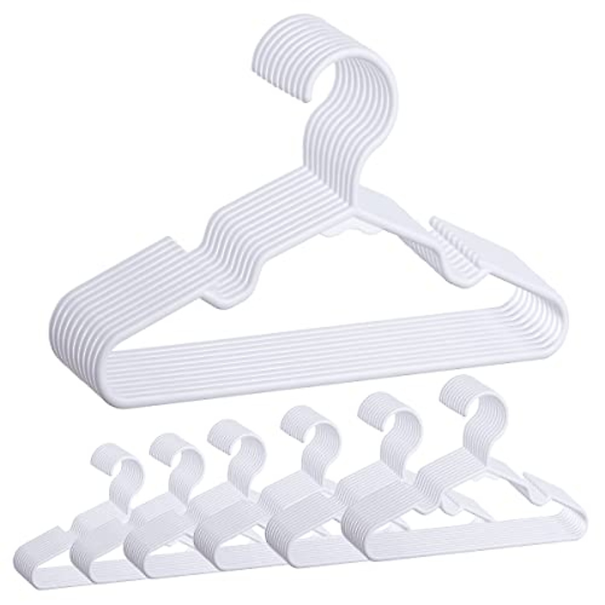 60 Pack Baby Hangers for Closet White Plastic Kids Hangers Clothes Hangers Non Slip Baby Hangers for Nursery Toddler Heavy Duty Clothing Hangers, Bulk