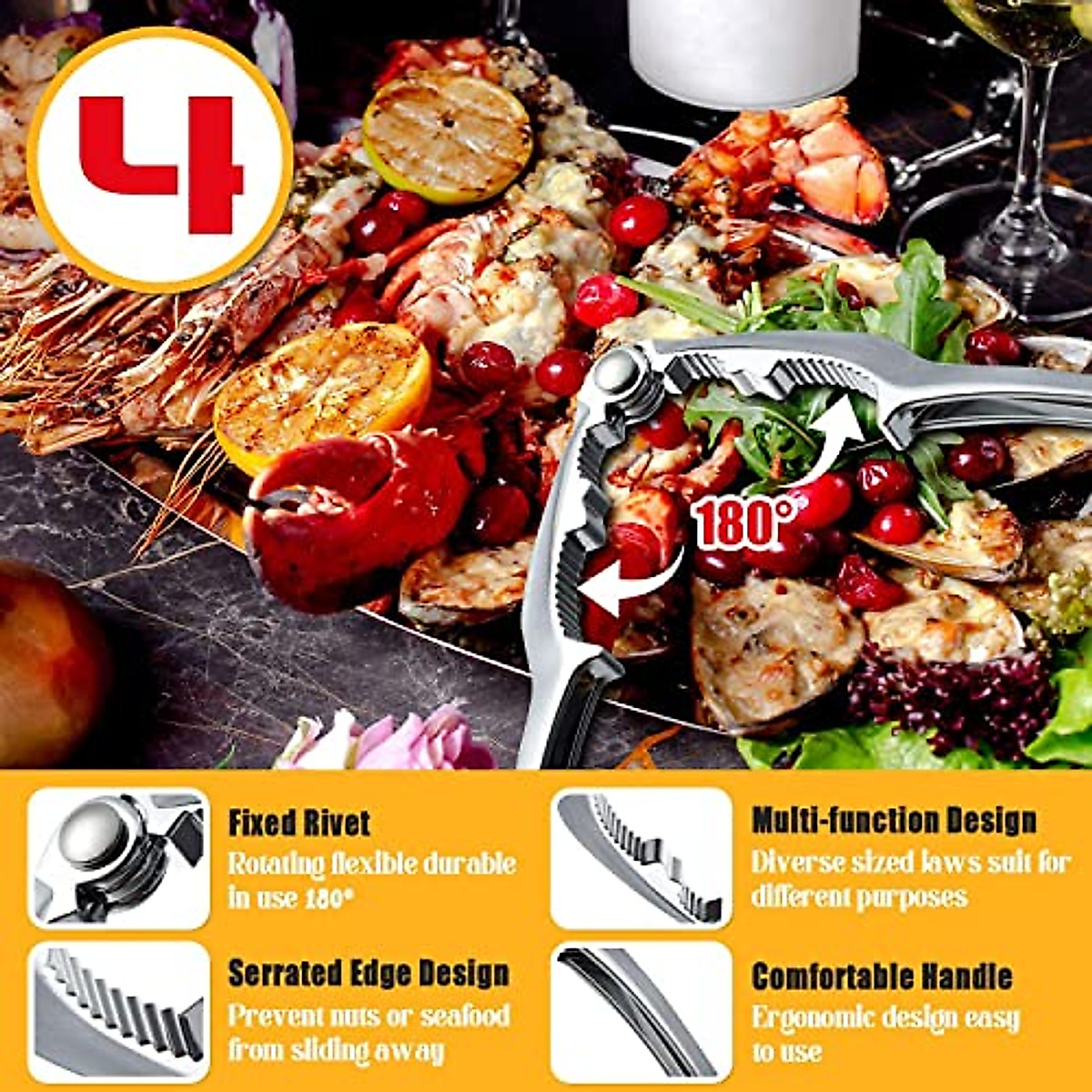 12 Pcs Crab Crackers and Tools, Heavy Duty Nut Crackers Seafood Tools for Crab Legs - Crab Nut Lobster Crackers Opener Cracker Tools for Kitchen Kits, Nut Cracker Set