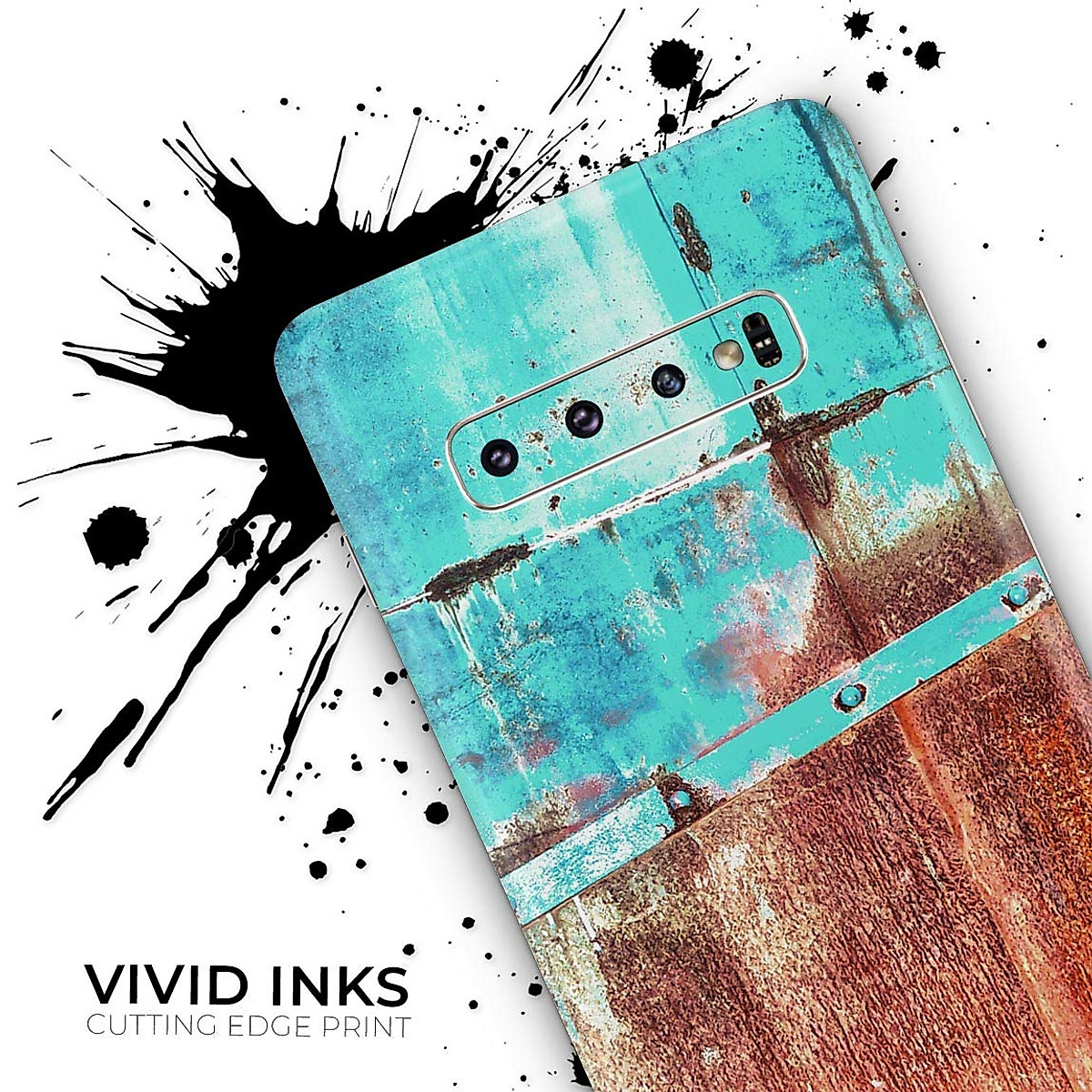 DesignSkinz Bright Turquise Rusted Surface Protective Vinyl Decal Wrap Skin Cover Compatible with The Samsung Galaxy S20 (Screen Trim & Back Glass Skin)