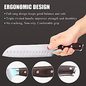 Enfmay 15 Pieces Kitchen Knife Set, Professional Kitchen Knives, Household Cutting Knives Set for Kitchen, Made of Germany 1.4116 Stainless Steel, Extra Sharpness Kitchen Knife Set with Block