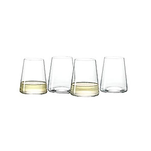 Modern Stemless Wine Glasses Set of 4-17 oz Stemless Wine Glasses, European Wine Glasses Stemless, Unique White Wine Glasses, Large Bowl Drinking Glass for Red Wine, Dishwasher Safe, Gifts