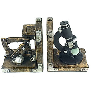 Bellaa 22731 Decorative Bookend Home Decor Scientist Book Ends Support Bookshelves Science Gift Heavy Duty Non Skid Gold 6 Inches