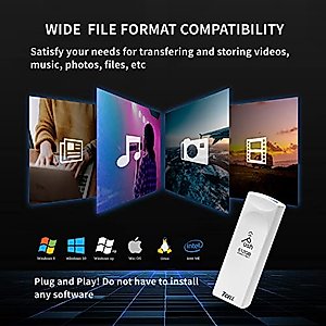 TCELL Push 128GB USB 3.2 Gen1(3.1/3.0) USB Flash Drive Read Speed up to 100MB/s, Retractable Design Memory Stick Thumb Drive, White
