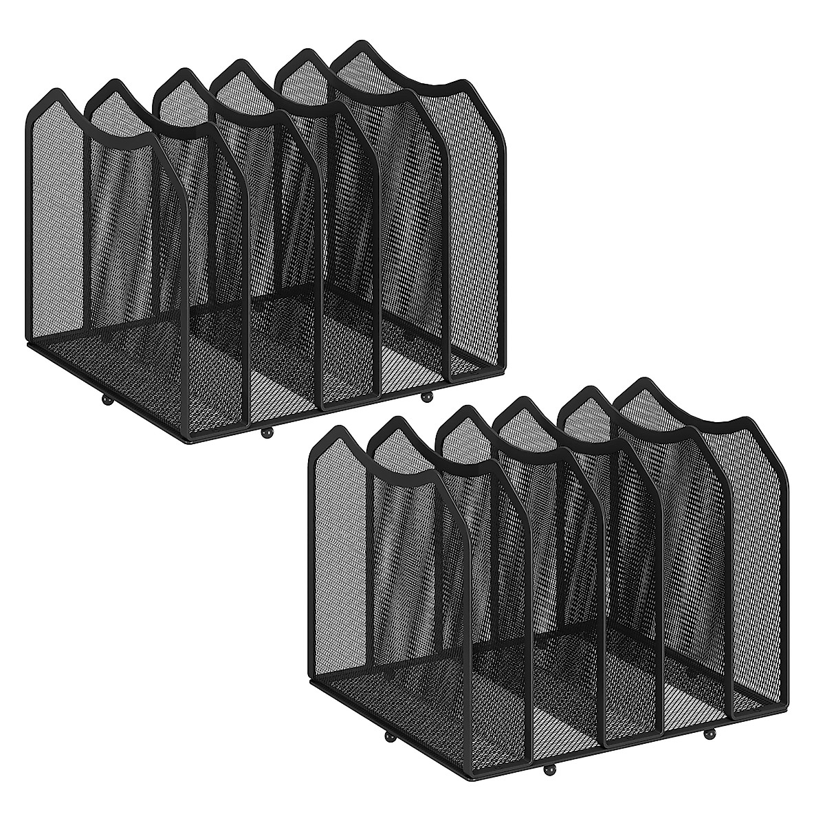 Simple Trending 2 Pack Mesh Desktop File Sorter Organizer, 5-Section Bookshelf for Desk Home Office, Black