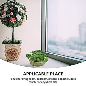 Succulent Pot, 18cm Ceramic Flower Pot with Drain Hole Round Glazed Planter, Hydroponic Gardening Pot Bonsai Pots for Cactus, (Green)