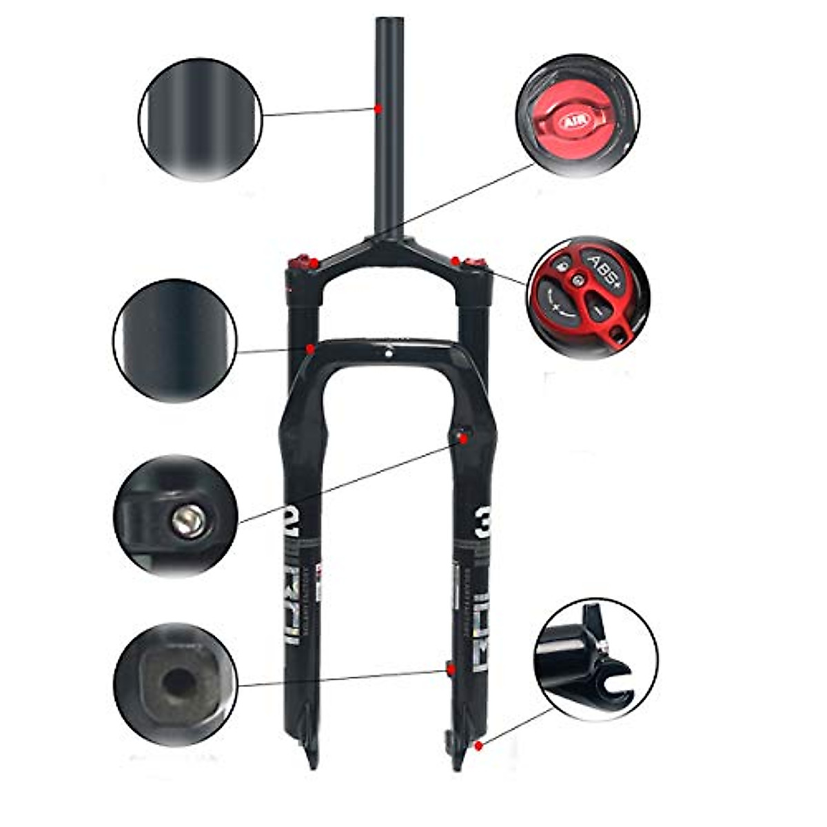 Bike Air Fat Fork- Snow Fat MTB Fork Travel 100MM Aluminum-Alloy Material Fit 4.0" Tire Mountain Bike