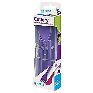 Sistema To Go Collection 4 Piece Cutlery Set, Assorted Colors (Pack of 2)
