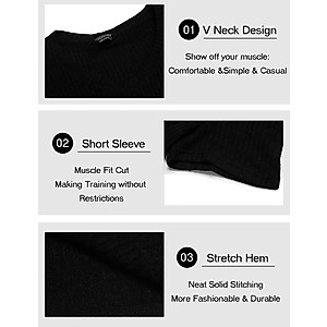 COOFANDY Men's Muscle T Shirts Stretch Short Sleeve V Neck Bodybuilding Workout Tee Shirts