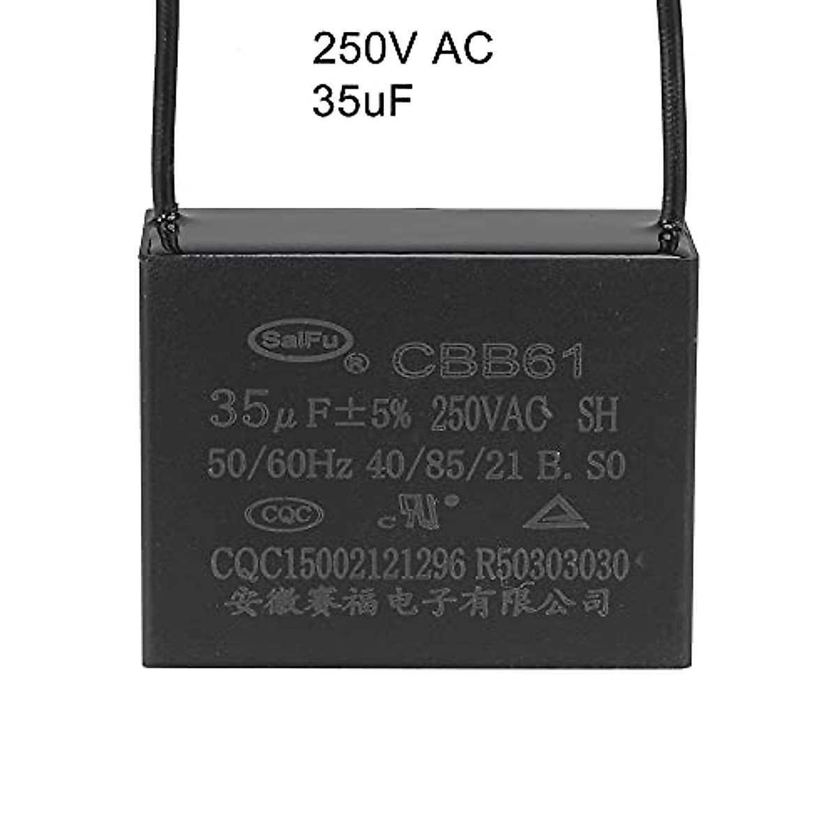 uxcell Ceiling Fan Capacitor CBB61 35uF 250V AC 2 Wires Metallized Polypropylene Film Capacitor 58x45x26mm for Electric Fan Pump Motor Generator 2Pcs