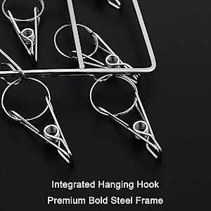 XCZYN Stainless Steel Sock Drying Rack with 36 Clips, Swivel Hook Wind-Proof Clothes Hanger Rack for Socks, Bras, Underwear, Lingerie Accessories, Silver