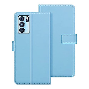 MILEGAO for Oppo Reno 6 Pro 5G Case, Premium Magnetic PU Leather Cover with Card Holder and Kickstand, Fashion Flip Case for Oppo Reno 6 Pro 5G 6.55 inches