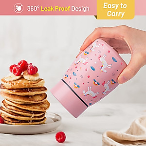 Charcy 11 Ounce Kids Thermos for Hot Food, Soup Thermos Insulated Food Jar for Hot & Cold Food - Pink Unicorn