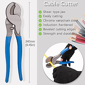 Battery Cable Crimping Tool Battery Terminal Crimper Battery Lug Crimper for Heavy Duty Wire Lug AWG 8-1/0 Electrical Lug Crimper with Cable Cutter and 12PCS Copper Lugs, Battery Cable Crimper