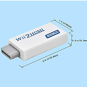 RuiPuo Wii to HDMI Converter Output Video Audio Adapter, with 3.5mm Audio Video Output Supports All Wii Display Modes, Best Compatibility and Stability for Nintendo (Wii to HDMI Adapter)