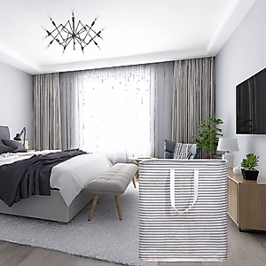 PFFVRP 100L Freestanding Laundry Hamper Collapsible Extra Large Laundry Basket with Easy Carry Extended Handles for Clothes, Dirty Clothes Hamper (Grey)