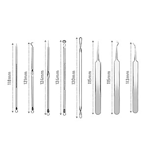 Dr.Pedi Blackhead Remover Pimple Popper Tool Kit Acne Blemish Pimple Extractor Needle Facial Comedone Clip Blackhead Tweezer for Ingrown Hair Removal 8 Pcs in Metal Case