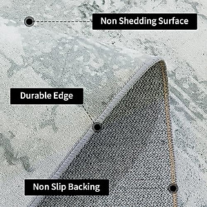 HOMBYS 10x14 ft Modern Area Rug for Living Room Bedroom, Large Abstract Floor Carpet with Non-Slip Backing for Indoor Office Dining Room, Boho Farmhouse Home Deco, Grey, Machine Washable