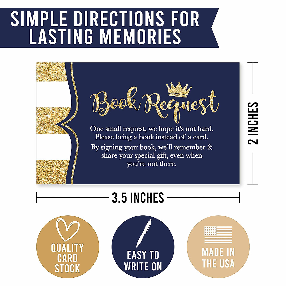 25 Books For Baby Shower Request Cards - Prince Baby Shower Invitation Inserts, Book Request Baby Shower Guest Book Alternative, Bring A Book Instead Of A Card, Baby Shower Book Request For Boys